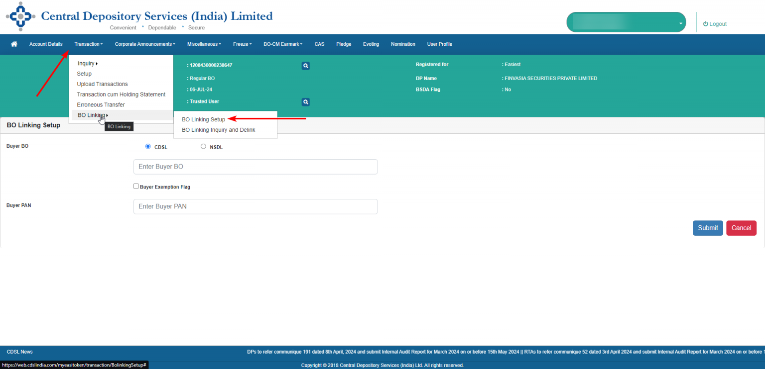 Step-by-Step Instructions for Linking Your Own FROM and TO Demat Accounts Using the BO Linking ...